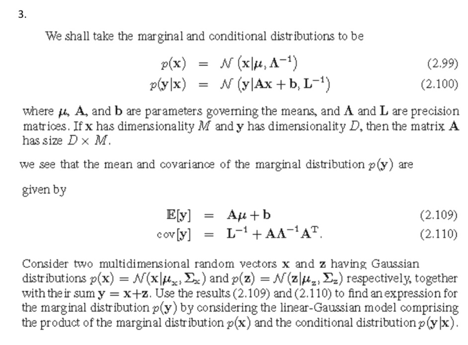 3. We shall take the marginal and conditional | Chegg.com