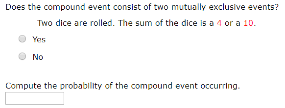 Solved Does the compound event consist of two mutually | Chegg.com