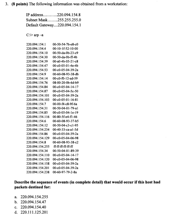 Solved 3. (8 points) The following information was obtained | Chegg.com