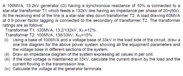 Solved A 100MVA, 13.2kV generator (G) having a synchronous | Chegg.com