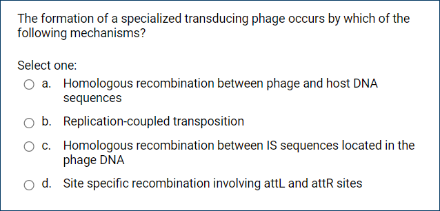Solved The formation of a specialized transducing phage | Chegg.com