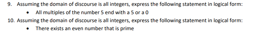 Solved 10. Assuming the domain of discourse is all integers, | Chegg.com