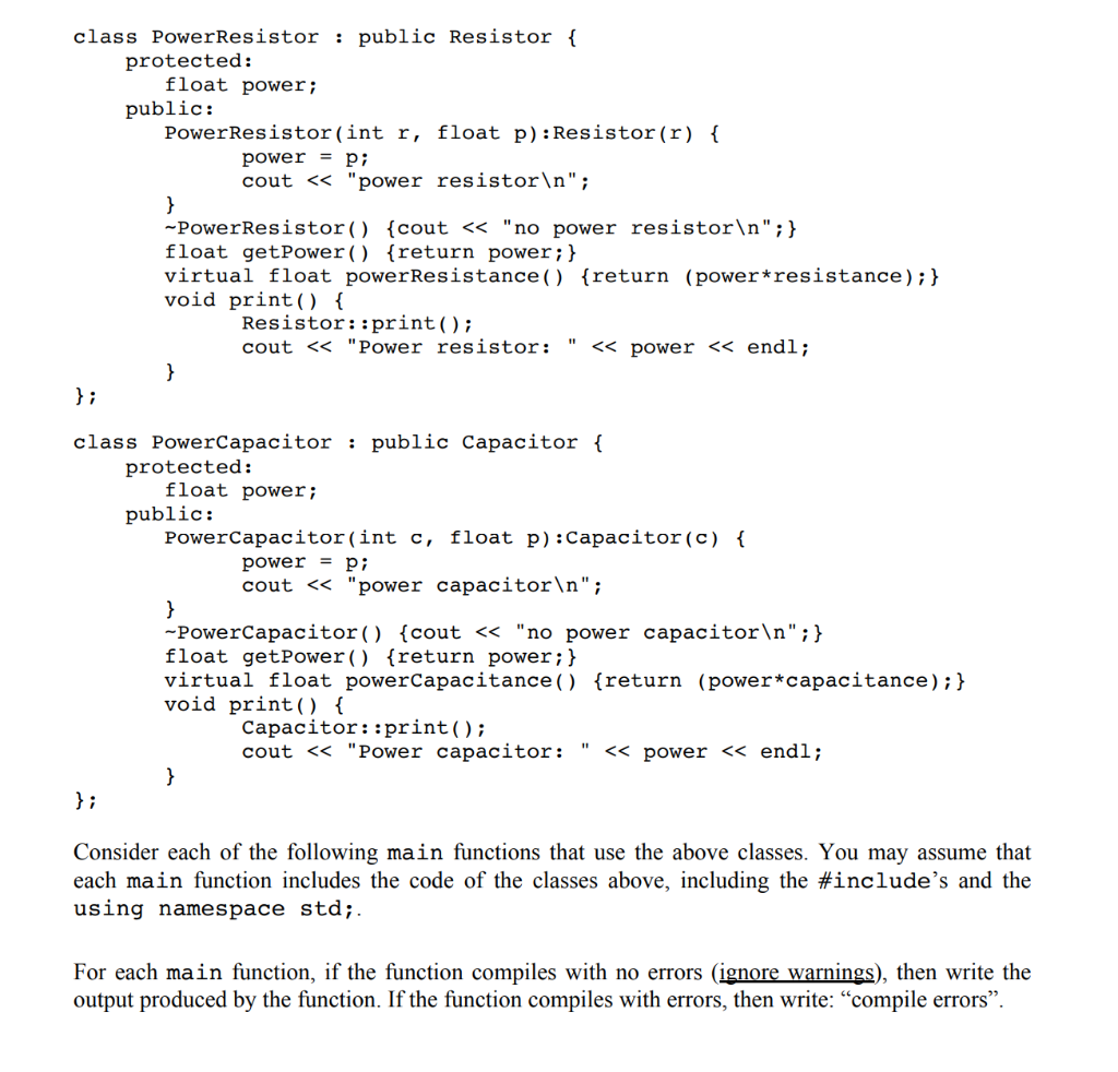 Solved Question 16. (12 marks). Inheritance. Consider the | Chegg.com