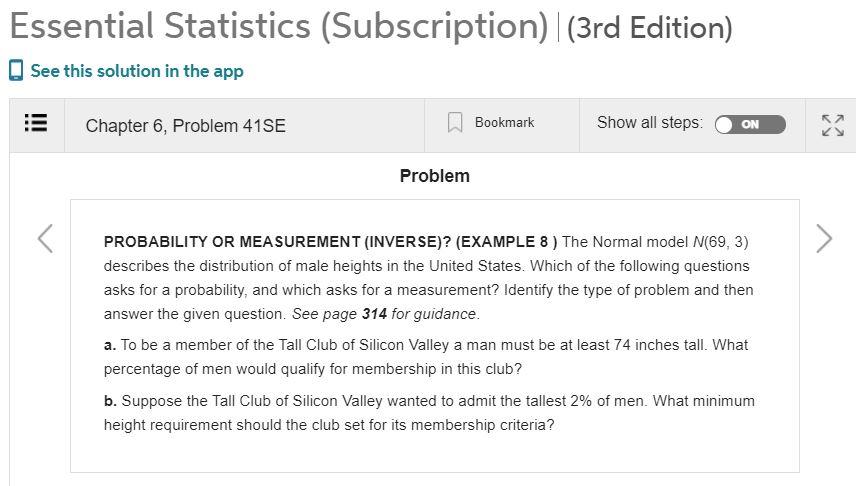 Solved Essential Statistics (Subscription)|(3rd Edition) See | Chegg.com