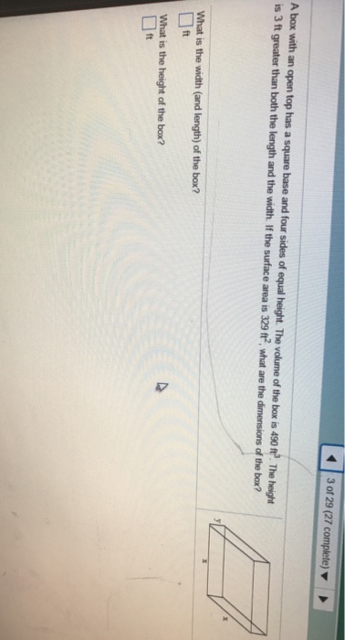 Solved a box with an open top has a square base and four | Chegg.com