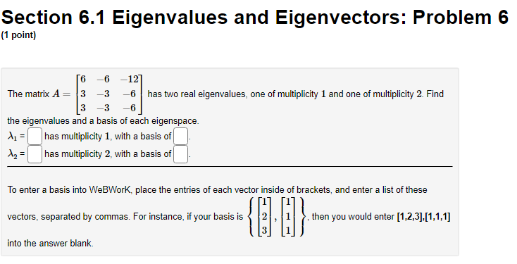 Solved Section 6.1 Eigenvalues and Eigenvectors: Problem 6 1 | Chegg.com