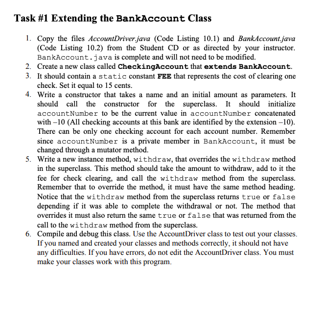 In this lab, you will be creating new classes that | Chegg.com