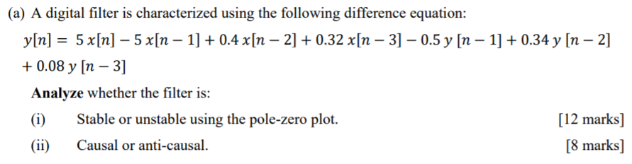 Solved = (a) A digital filter is characterized using the | Chegg.com