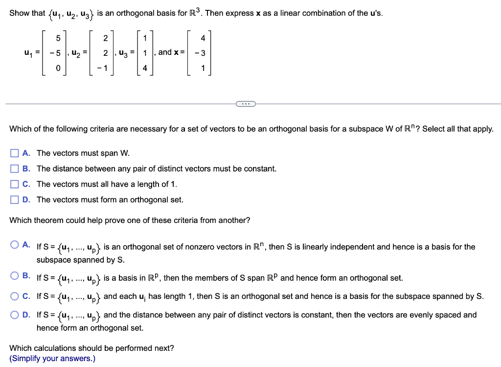 Solved Show that {u1,u2,u3} is an orthogonal basis for R3. | Chegg.com