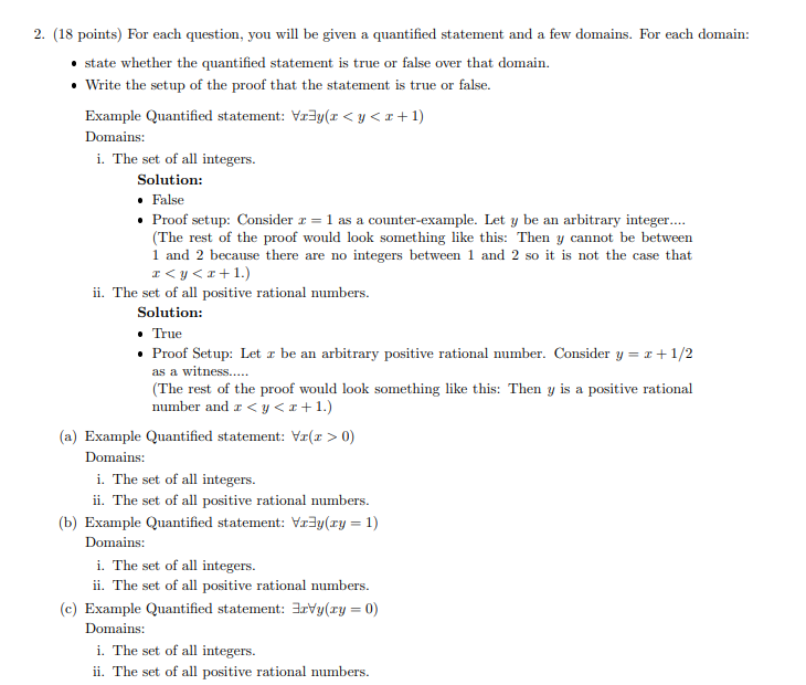 Solved (18 points) For each question, you will be given a | Chegg.com