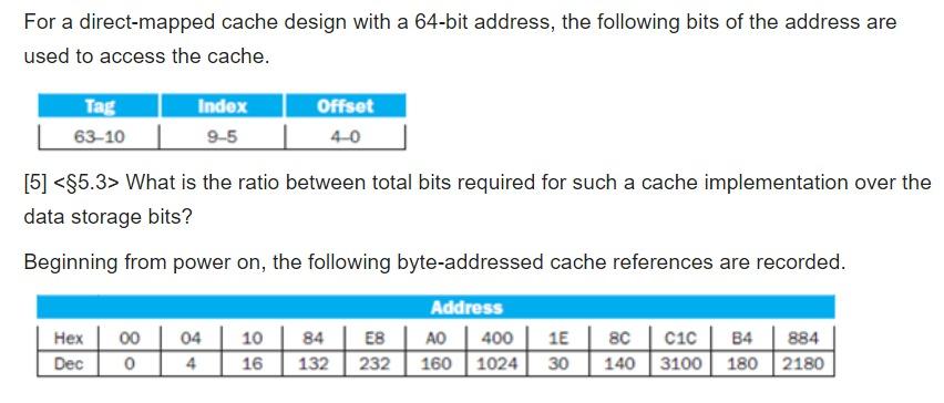 Solved For a direct-mapped cache design with a 64-bit | Chegg.com