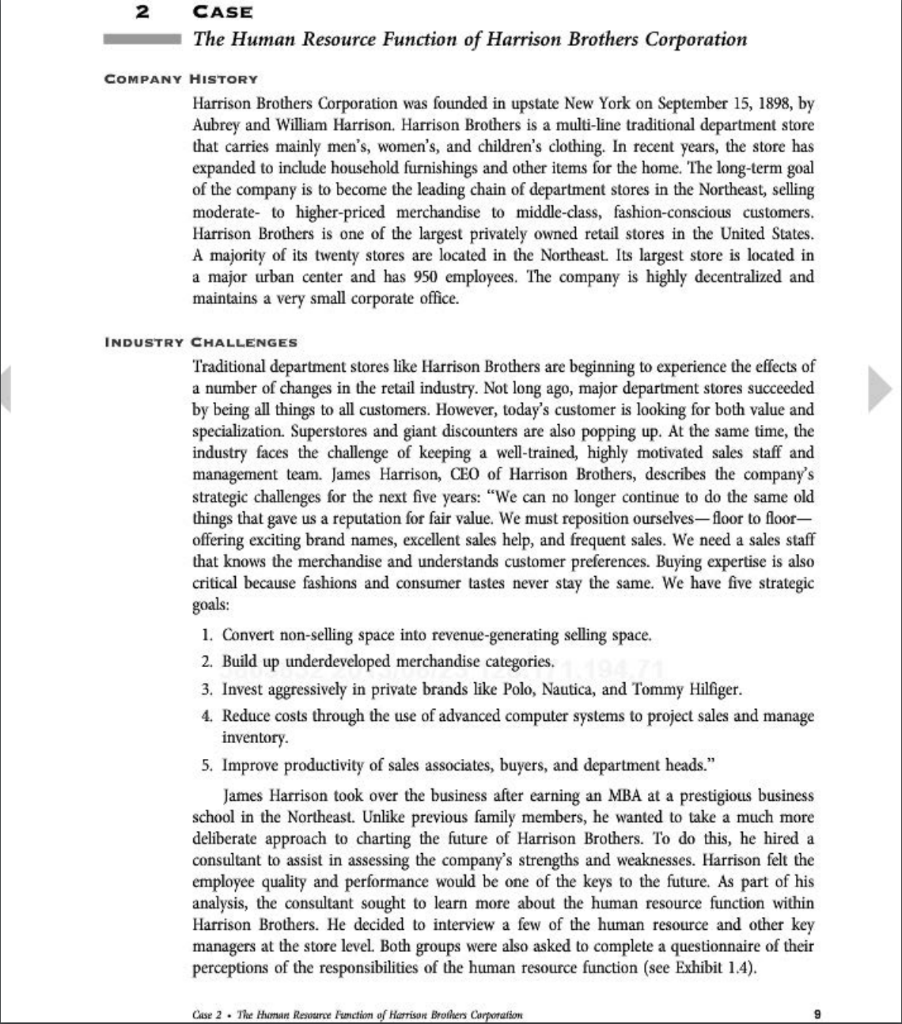 Solved 2 CASE The Human Resource Function of Harrison | Chegg.com