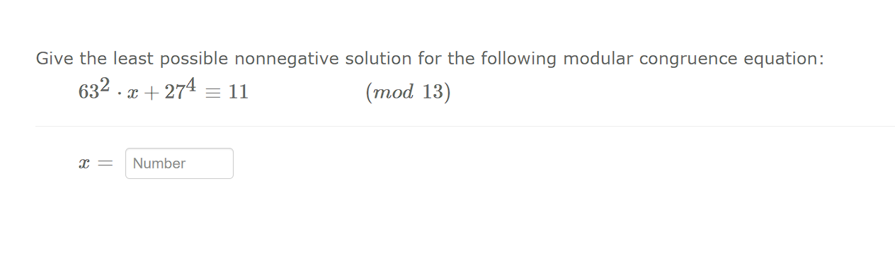 Solved Give the least possible nonnegative solution for the | Chegg.com