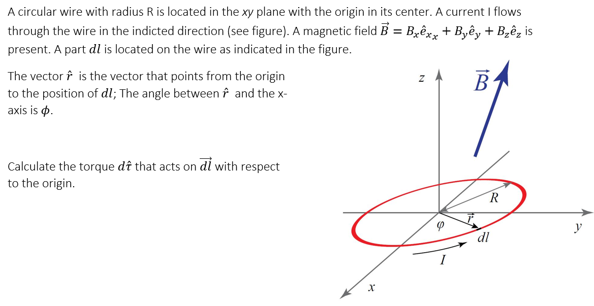 Solved A circular wire with radius R is located in the xy | Chegg.com