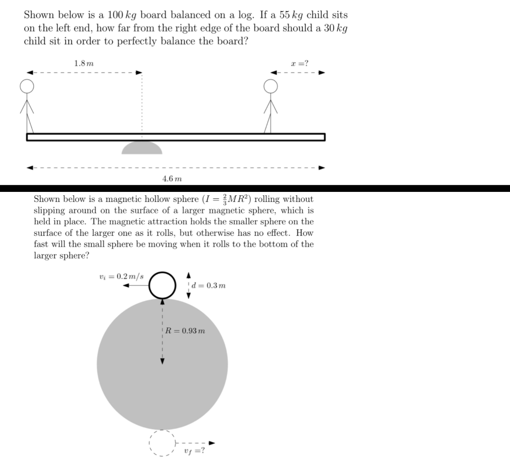 Solved Shown below is a 100 kg board balanced on a log. If a | Chegg.com