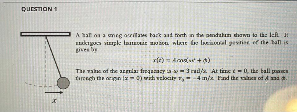 Solved QUESTION 1 A ball on a string oscillates back and | Chegg.com