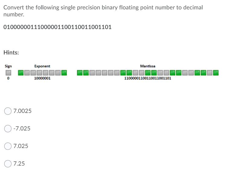 Solved Convert the following single precision binary | Chegg.com