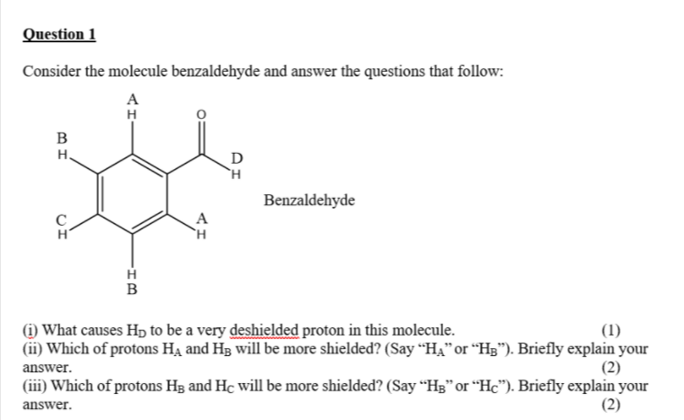 Solved Question 1 Consider the molecule benzaldehyde and | Chegg.com