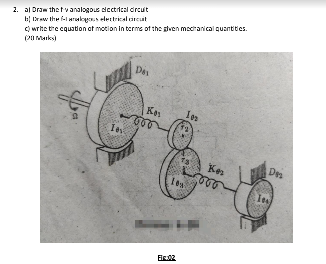 Solved 2. a) Draw the f-v analogous electrical circuit b) | Chegg.com ... Solved 2. a) Draw the f-v analogous electrical circuit b) | Chegg.com ...