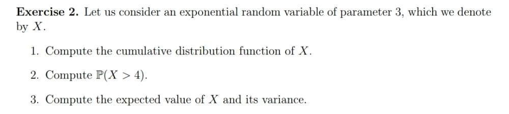 Solved Exercise 2 Let Us Consider An Exponential Random