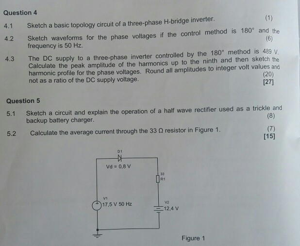 Solved Q1 A single-phase half wave rectifier has a peak load | Chegg.com