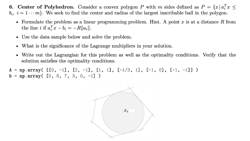 6. Center of Polyhedron. Consider a convex | Chegg.com