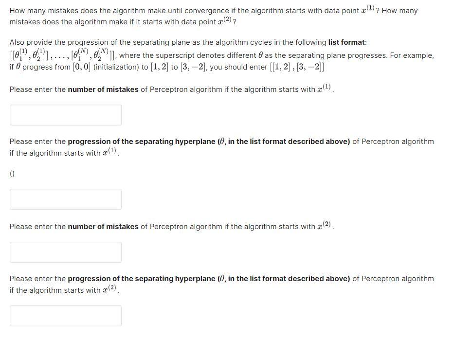 Solved How Many Mistakes Does The Algorithm Make Until 