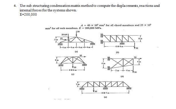 Solved 4. Use sub structuring condensation matrix method to | Chegg.com