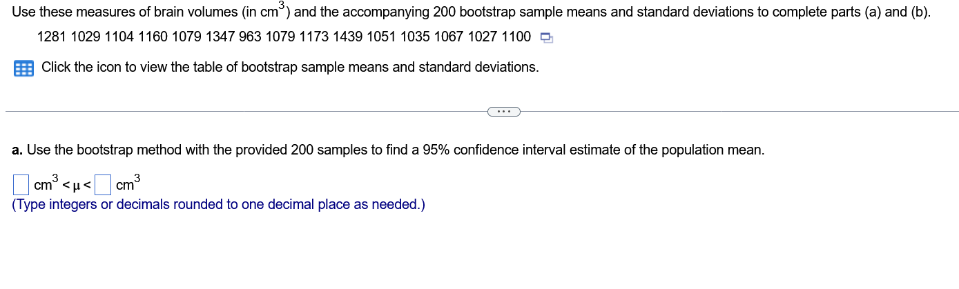 Solved b.) Use the bootstrap method with the provided 200 | Chegg.com