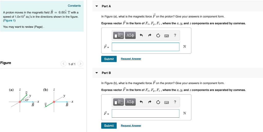 Solved Constants Part A A proton moves in the magnetic field | Chegg.com