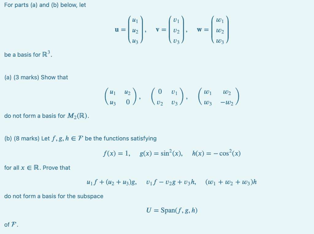 Solved For parts (a) and (b) below, let | Chegg.com