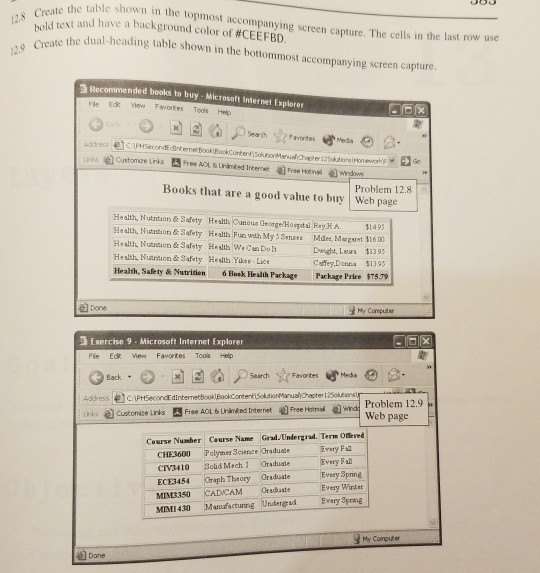 Solved put both tables 12.8 and 12.9 on ONE Web Page called | Chegg.com