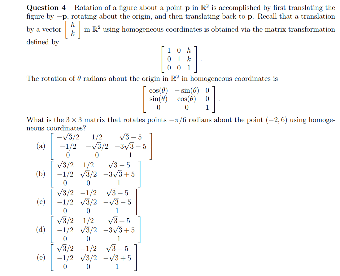 Solved Question 4 - Rotation of a figure about a point p in | Chegg.com