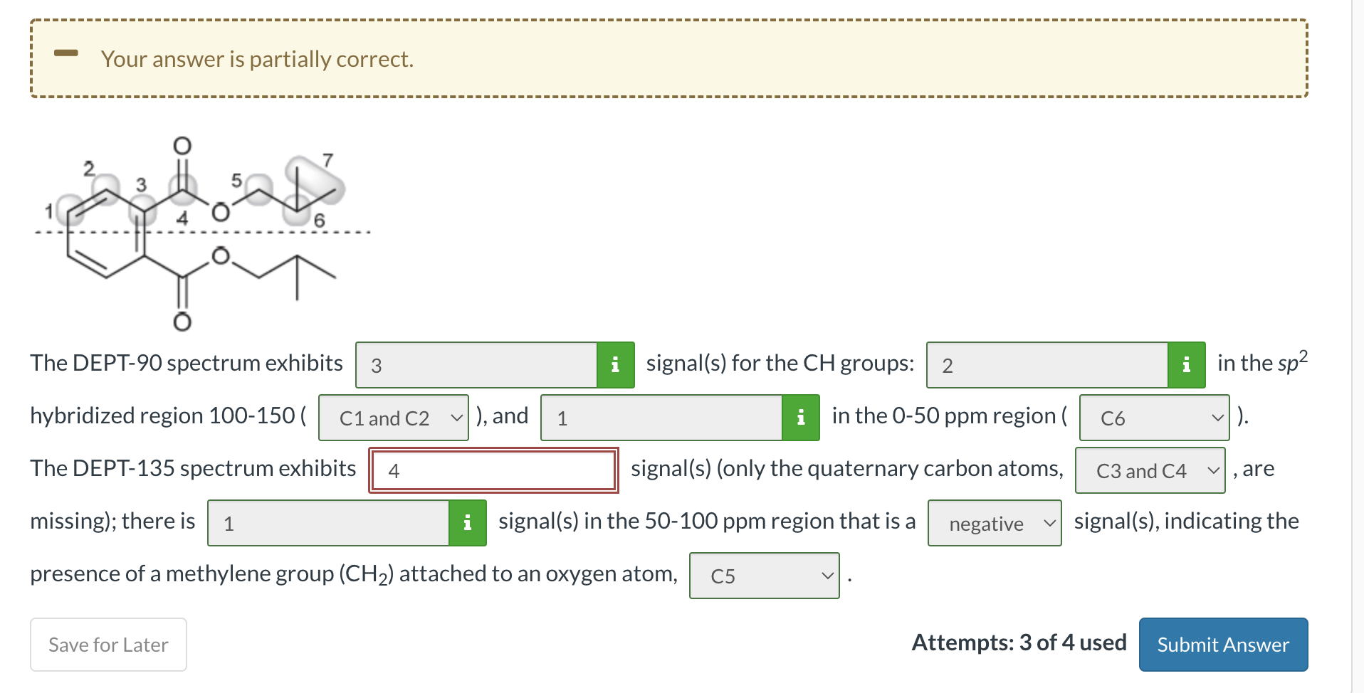 Solved Your answer is partially correct.The DEPT-90 | Chegg.com