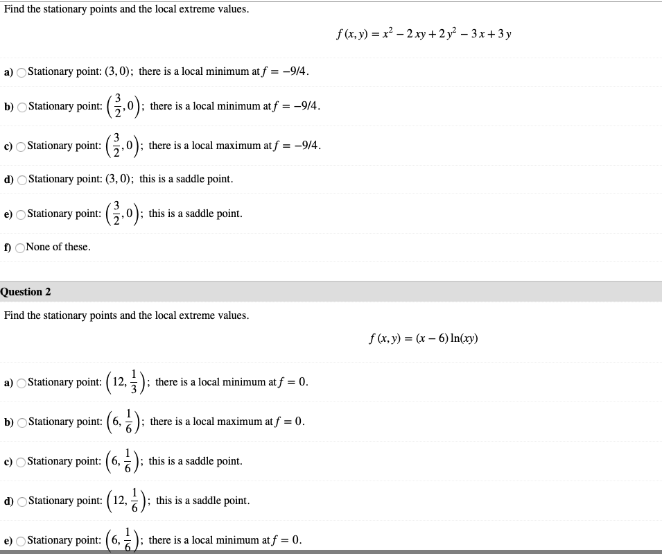 Solved Find The Stationary Points And The Local Extreme Chegg solved-find-the-stationary-points-and-the-local-extreme-chegg