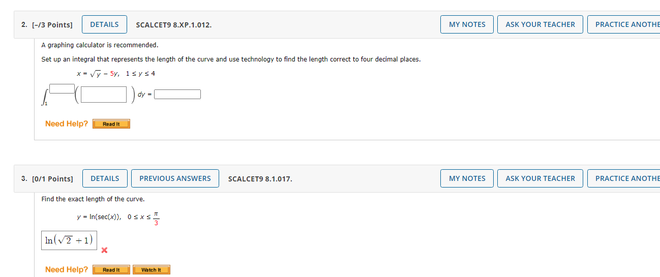 Solved 2. [-13 Points] DETAILS SCALCET9 8.XP.1.012. MY NOTES | Chegg.com
