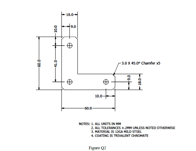 Q2. Figure Q2 shows a steel sheet metal bracket of 20 | Chegg.com