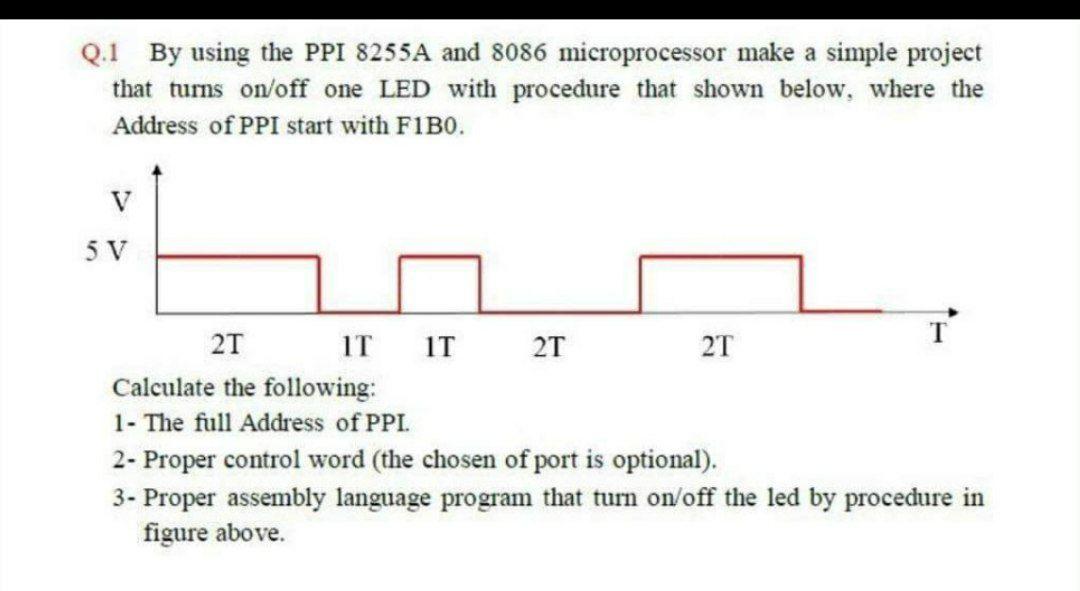 Q.1 By using the PPI 8255A and 8086 microprocessor | Chegg.com