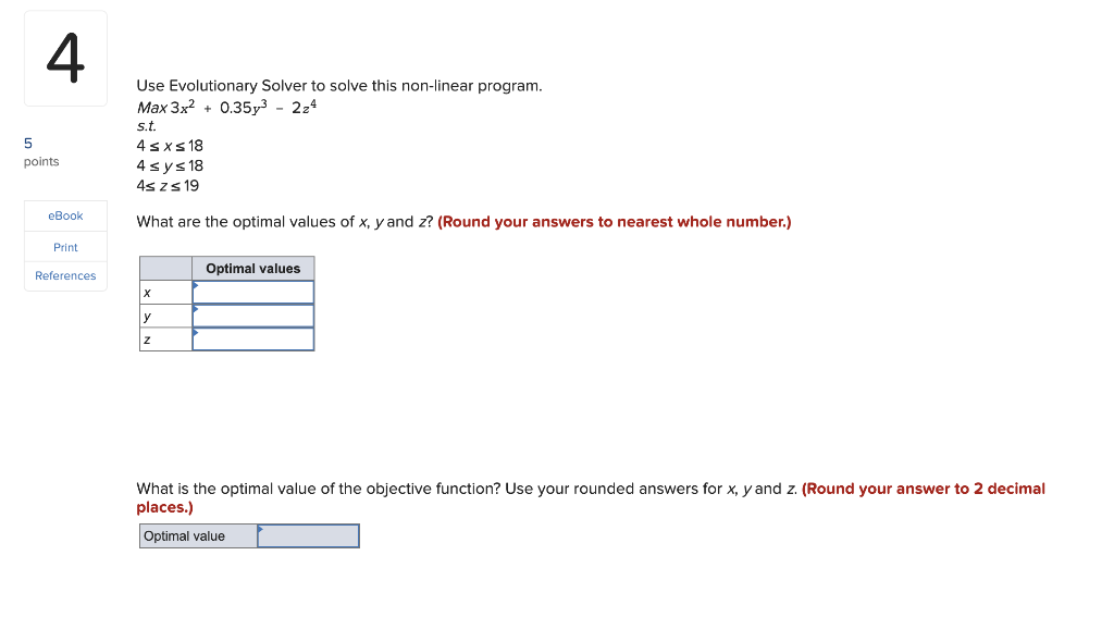 Solved Use Evolutionary Solver to solve this non-linear | Chegg.com