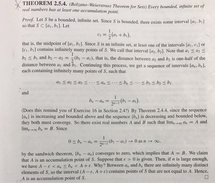 Solved Every bounded, infinite set of real numbers has at | Chegg.com