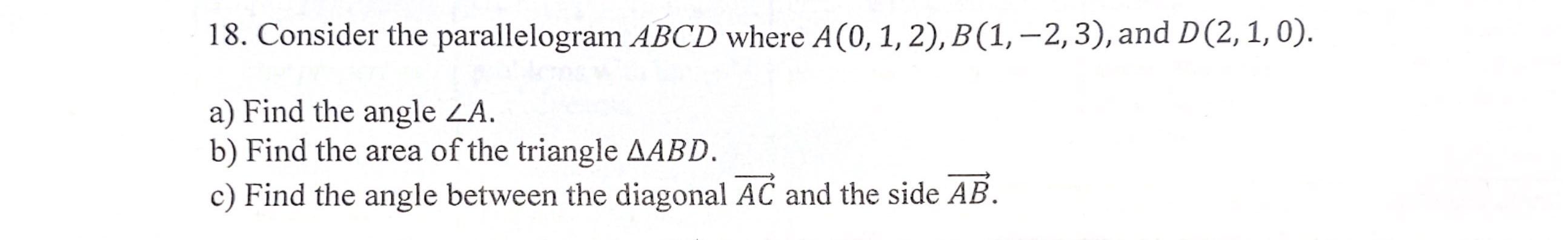 Solved 18. Consider the parallelogram ABCD where | Chegg.com