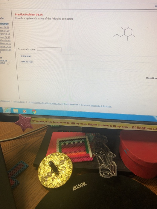 Solved Practice Problem 04.36 Provide a systematic name of | Chegg.com