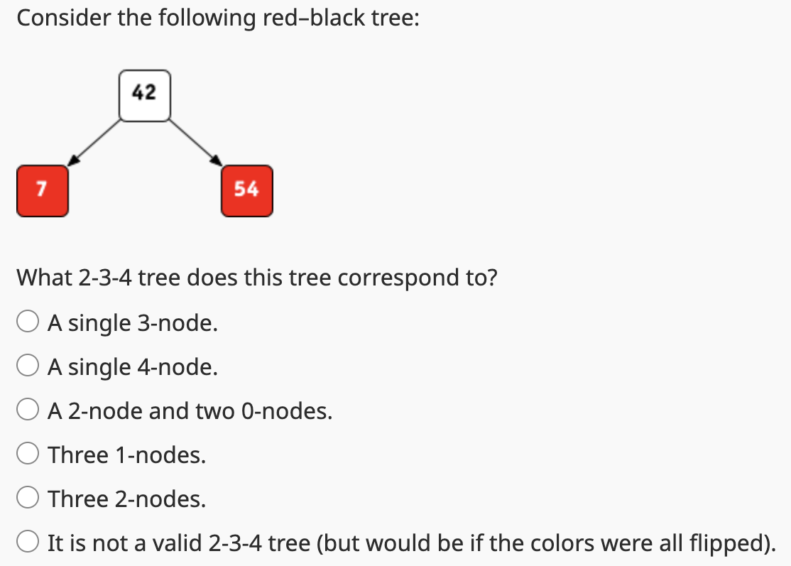 Solved Consider the following red-black tree: What 2-3-4 | Chegg.com