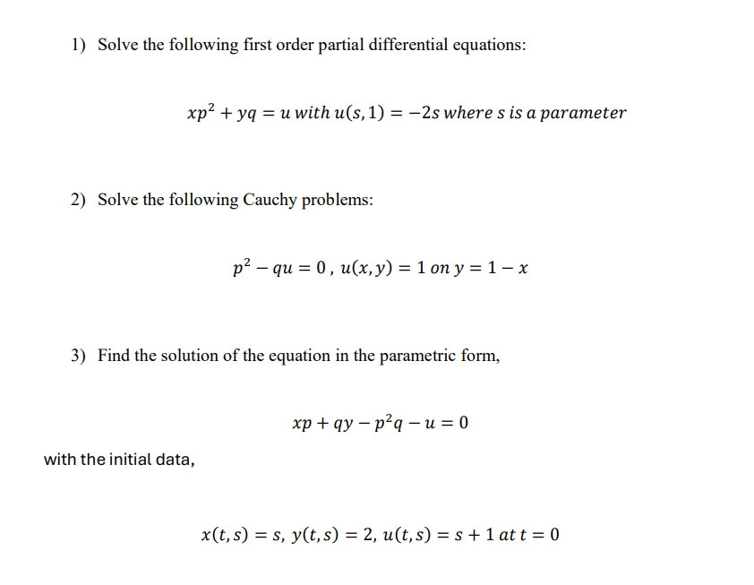 Solve the following first order partial differential | Chegg.com