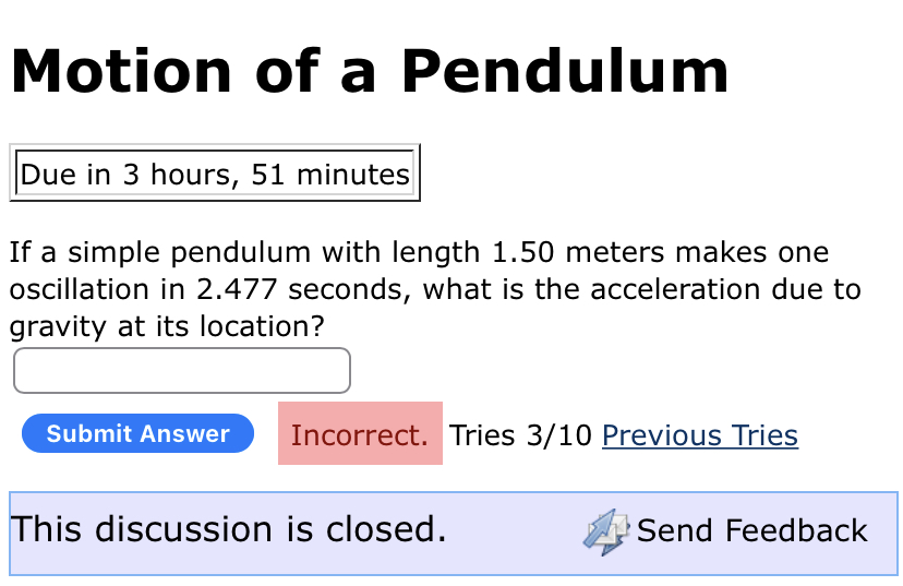 Solved If a simple pendulum with length 1.50 meters makes | Chegg.com