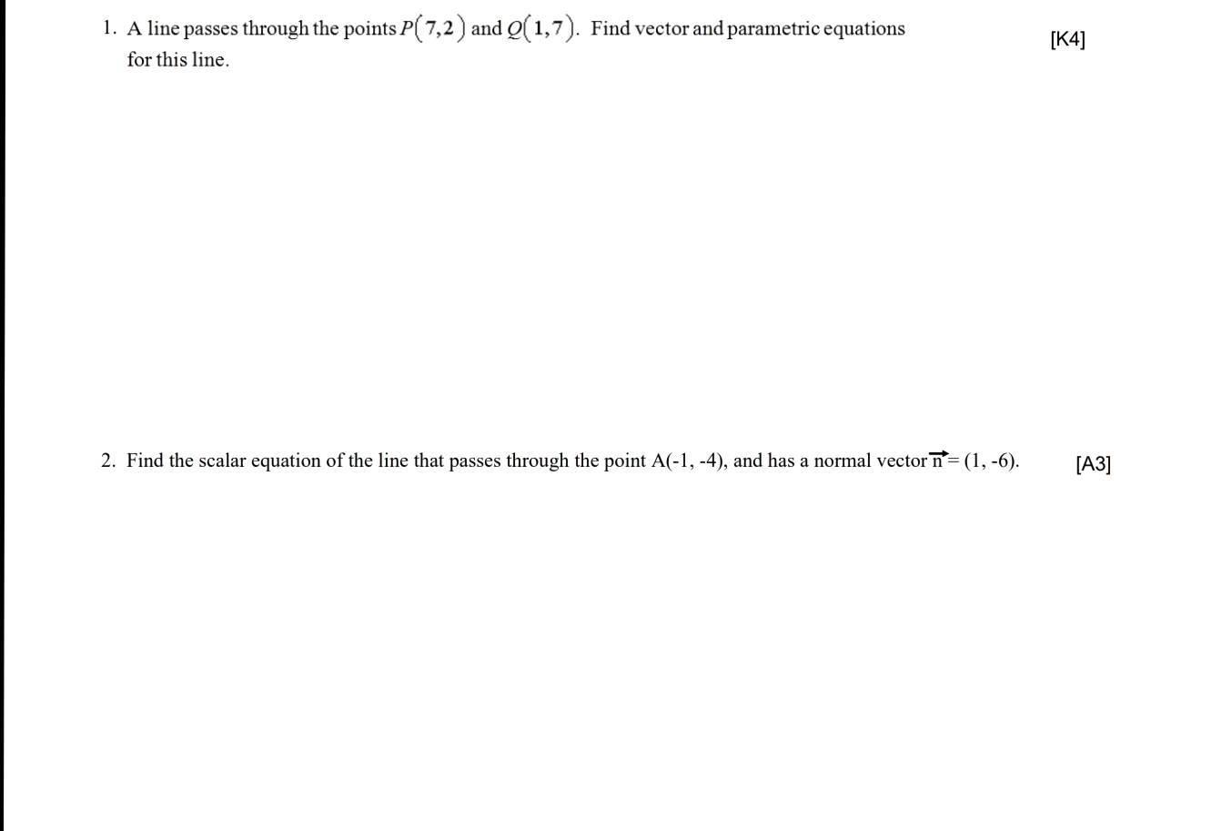 Solved 1. A line passes through the points P( 7,2) and | Chegg.com