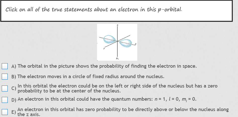 Solved click on all of the true statements about an electron | Chegg.com
