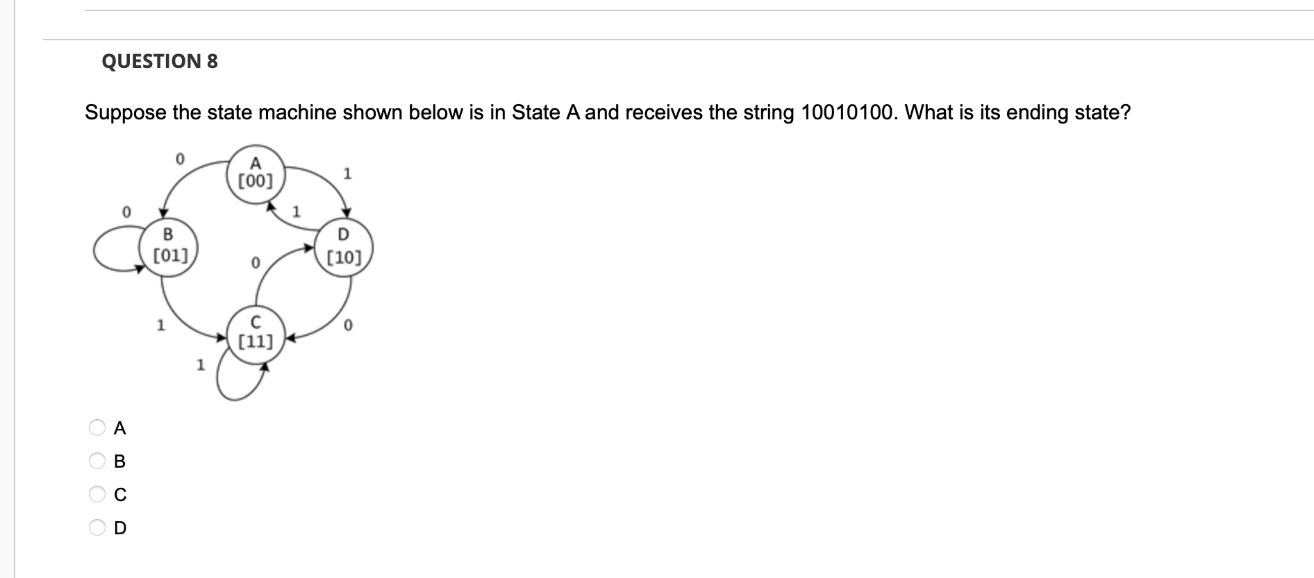 Solved QUESTION 8 Suppose the state machine shown below is | Chegg.com