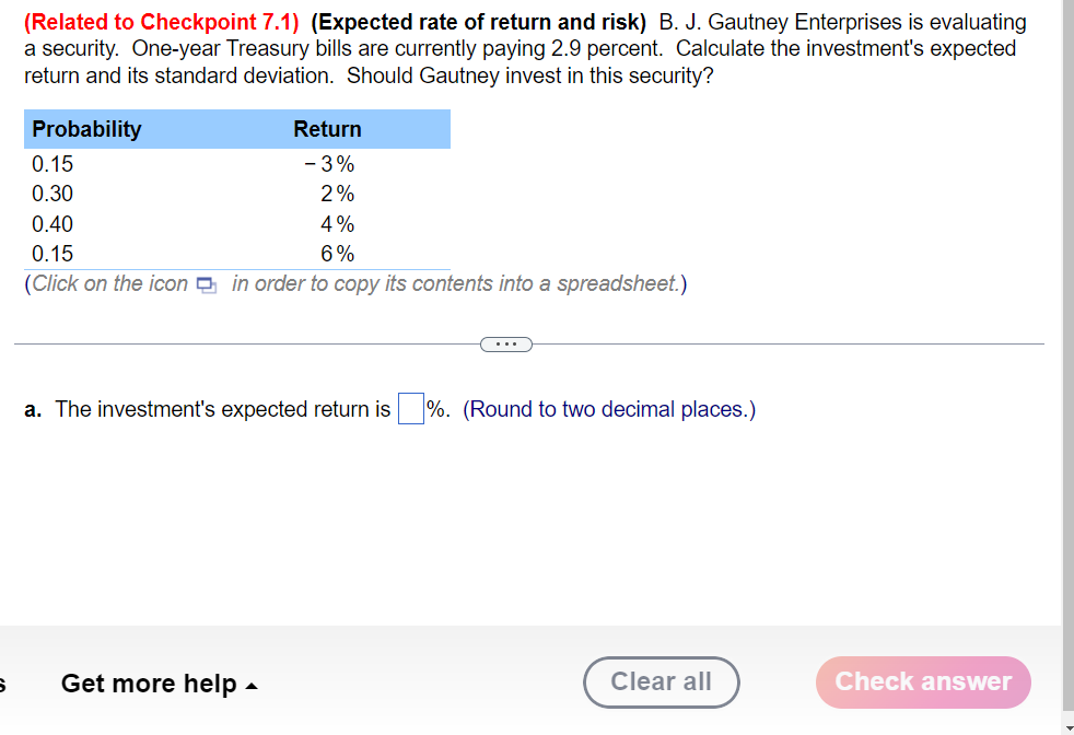 Solved (Related to Checkpoint 7.1) (Expected rate of return | Chegg.com