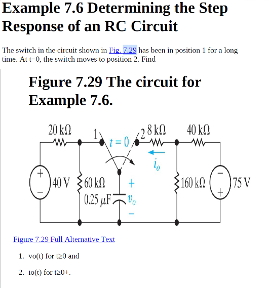 Solved Example 7.6 Determining the Step Response of an RC | Chegg.com